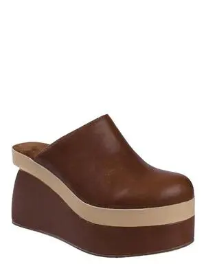 ARTISAN CRAFTED BY ZIGI Solen Platform Wedge Clogs - Brown Leather