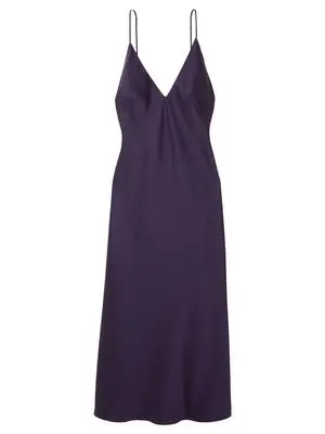 LESET Barb Open-back Washed-satin Midi Dress - Purple