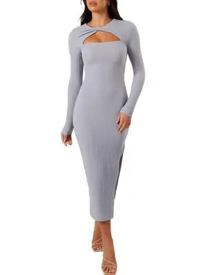 PETAL & PUP Laney Long Sleeve Maxi Dress - Grey
