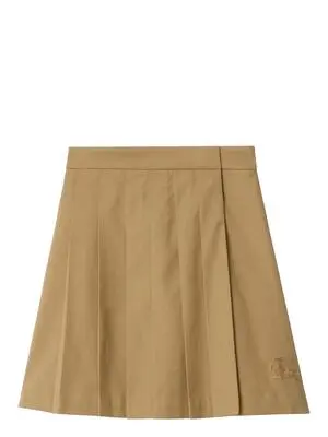 Burberry Pleated Cotton Twill Skirt - Sand