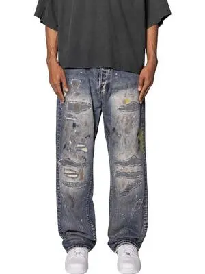 Mnml Ultra Baggy Ripped Jeans - Light Blue