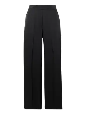 LESET Barb Pleated Wide-leg Satin Pants - Black