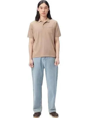 GOBI MONGOLIAN CASHMERE Cotton Silk Cashmere Blend Polo Shirt - Timber Wolf