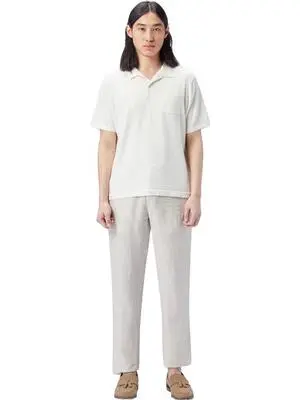 GOBI MONGOLIAN CASHMERE Cotton Silk Cashmere Blend Polo Shirt - Whisper White