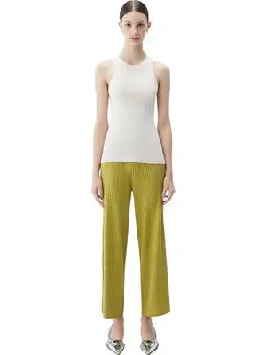 GOBI MONGOLIAN CASHMERE Rib-knit Silk Cashmere Blend Pants - Dark Citron