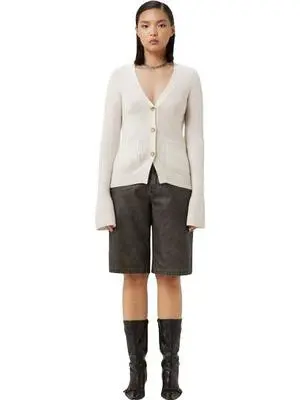 GOBI MONGOLIAN CASHMERE Buttoned Cashmere V-neck Cardigan - Coconut Milk