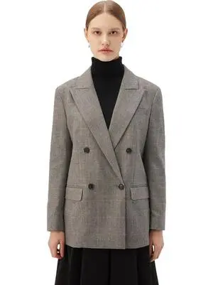 GOBI MONGOLIAN CASHMERE Double-breasted Cashmere Blazer - Warm Grey