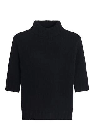 Gobi Cashmere Cashmere T-Neck Knitted Top Black