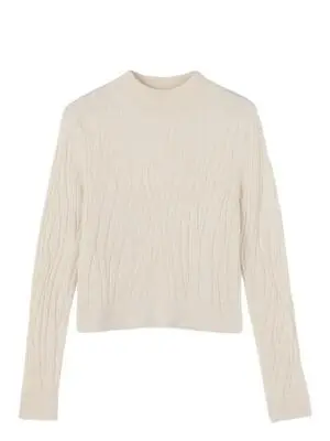 GOBI MONGOLIAN CASHMERE Cropped High Neck Cashmere Sweater - Off White