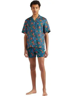 Vilebrequin Tropical Flower Printed Linen Shirt - Bleu Marine