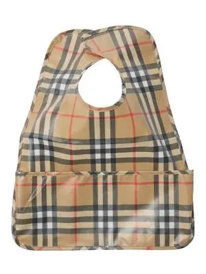 Burberry Check Coated Cotton Bib - Sand Beige