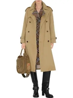 Burberry Long Castleford Trench Coat Beige
