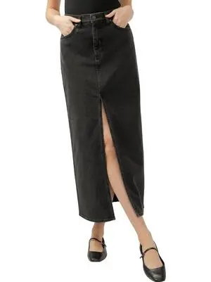 SILVER JEANS CO. Denim Maxi Skirt - Black