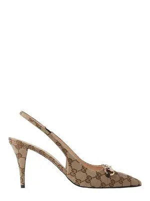 Gucci Erin Horsebit Slingback Pumps - Brown