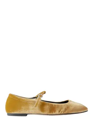 AeydĒ Uma Velvet Mary Jane Ballet Flats - Yellow