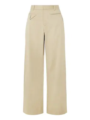 ST. AGNI Origami Organic Cotton-blend Wide-leg Pants - Neutrals