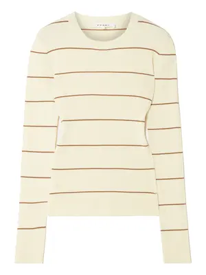 FRAME Striped Ribbed Jersey T-shirt - Cream