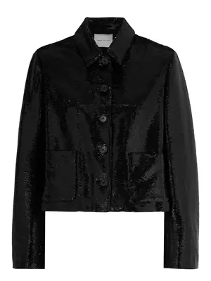Veronica De Piante Ines Cropped Sequined Jacket - Black