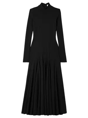 SALON 1884 Elodie Wool-blend Jersey Midi Dress - Black