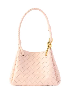 BOTTEGA  VENETA Bottega Veneta Parachute Small Intrecciato Leather Shoulder Bag Pink