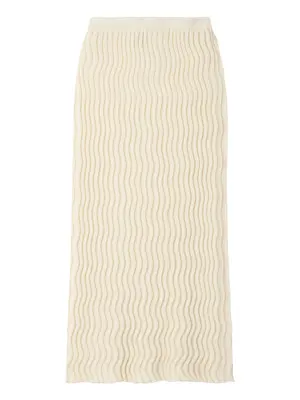 Bottega Veneta Ribbed Wool Maxi Skirt - Cream