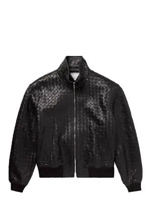 Bottega Veneta Intrecciato Leather Blouson Jacket - Brown