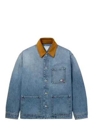 Bottega Veneta Logo-appliquéd Suede-trimmed Denim Jacket - Blue