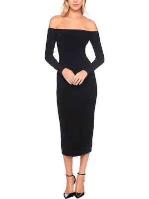 Susana Monaco Off-the-shoulder Midi Dress - Black