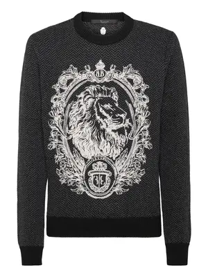 BILLIONAIRE Lion-embroidered Jumper - Black