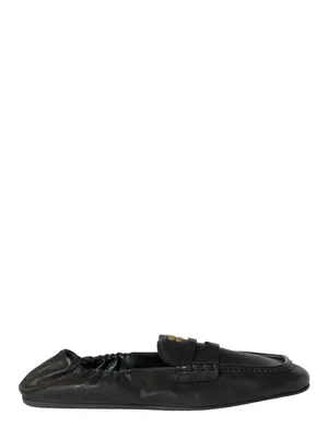 Miu Miu Embossed-logo Loafers - Black