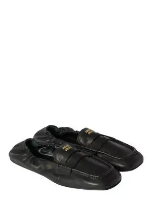 Miu Miu Embossed-logo Loafers - Black