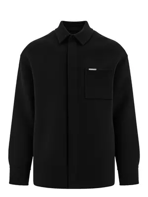 FERRAGAMO Logo-plaque Buttoned Shirt Jacket - Black