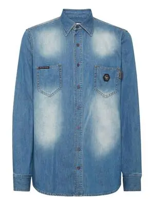 Philipp Plein Skull-appliqué Shirt - Blue