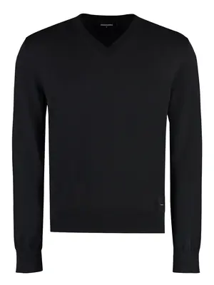 Dsquared2 Cotton V-neck Sweater - Black