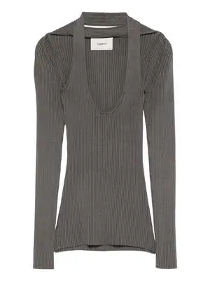 Coperni Cut-out Ribbed Top - Grey