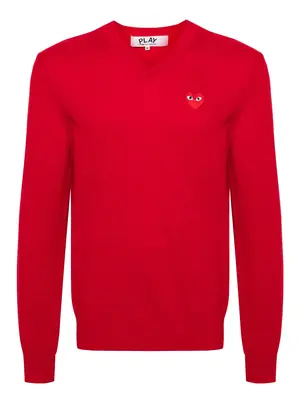 Play Comme Des Garcon Comme Des Garçons Play Heart-Patch Wool Jumper Red