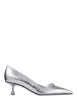 JIMMY CHOO Scarlett 50 Metallic Lambskin Pumps Silver