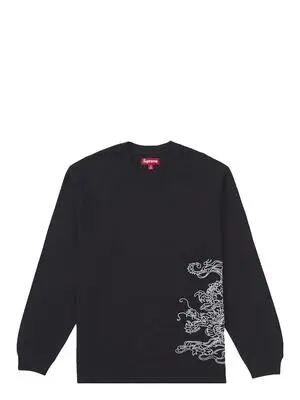 Supreme Dragon Embroidered Long Sleeve Top Black