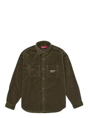 Supreme Wide Wale Corduroy Snap Shirt - Olive