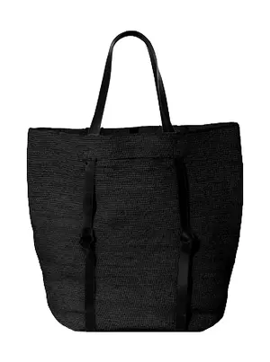 Janessa Leoné Tanner Raffia Tote Bag Black