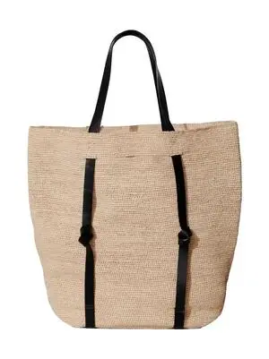 Janessa Leoné Tanner Raffia Tote Bag Neutral