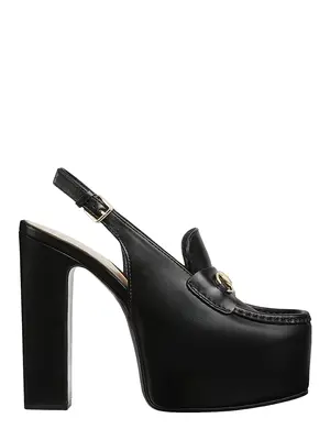 Gucci Ottavia Leather Platform Loafer Pumps - Black