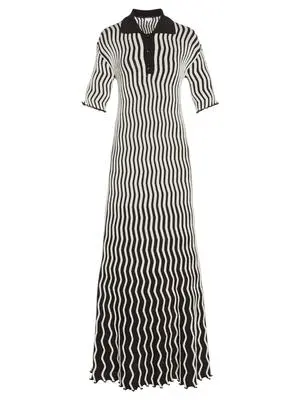 Bottega Veneta Ribbed Wool-blend Maxi Dress - Stripe