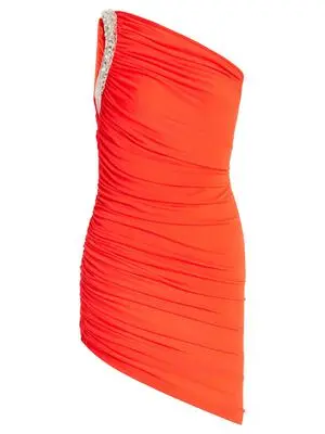 David Koma Crystal-embellished Draped Mini Dress - Orange