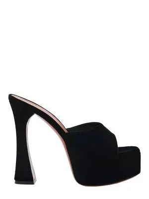 Amina Muaddi Dalida Velvet Platform Mules Black