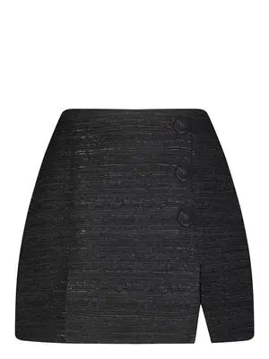 Matthew Bruch Kick-pleat Tweed Mini Skirt - Black