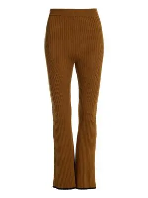 MATTHEW BRUCH Cotton-Blend Ribbed-Knit Flared Pants
