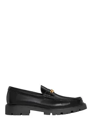 Celine Chunky Triomphe Loafer With Gold Chain - Black