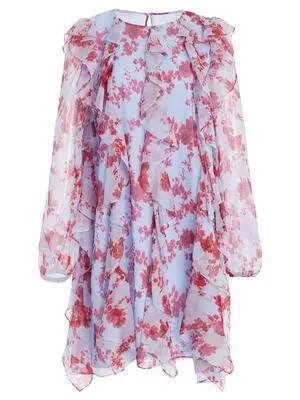 Carolina Herrera Ruffled Silk Chiffon Mini Dress - Multi
