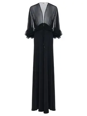 Chloé Ruffled Silk Crêpe Maxi Dress - Black